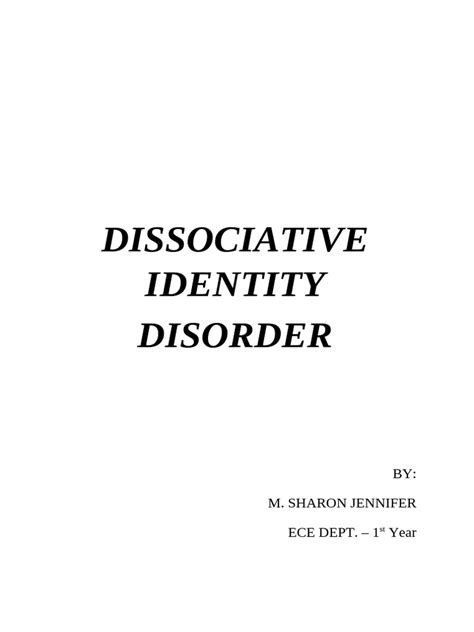 Dissociative Identity Disorder Pdf