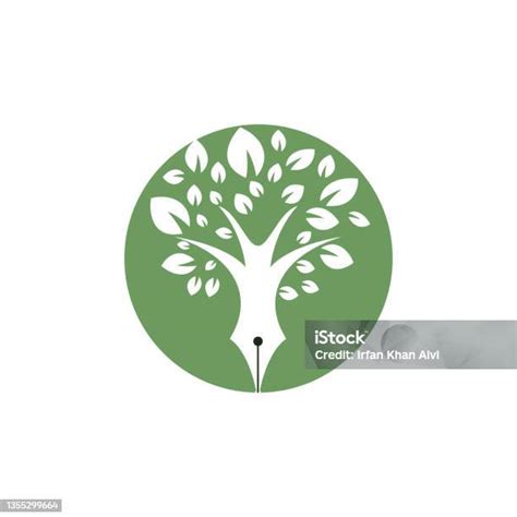 트리 펜 벡터 로고 디자인 템플릿입니다 작가 와 자연 로고 개념 법에 대한 스톡 벡터 아트 및 기타 이미지 법 환경