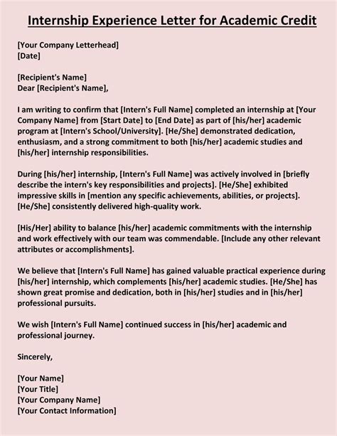 5 Format Internship Experience Letter Templates In Word