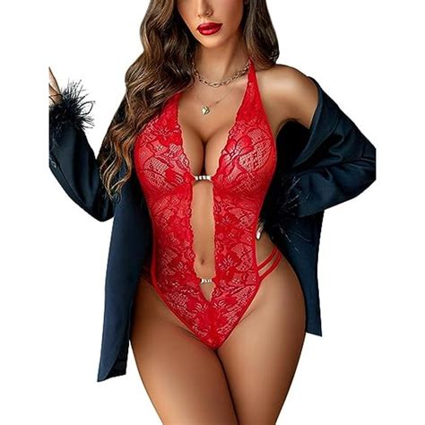 Chunoy Women Sexy Lingerie One Piece Lace Lingerie Bodysuit Deep V