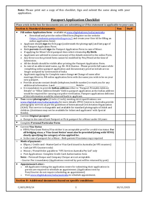 Passportchecklist130715passport Application Checklist Vfs