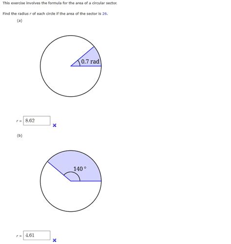 SOLVED: This exercise involves the formula for the area of circular ...