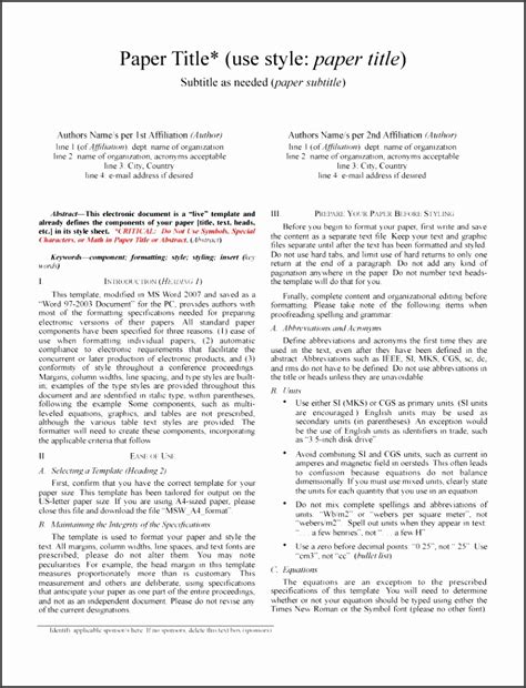 7 Conference Paper Template Sampletemplatess Sampletemplatess