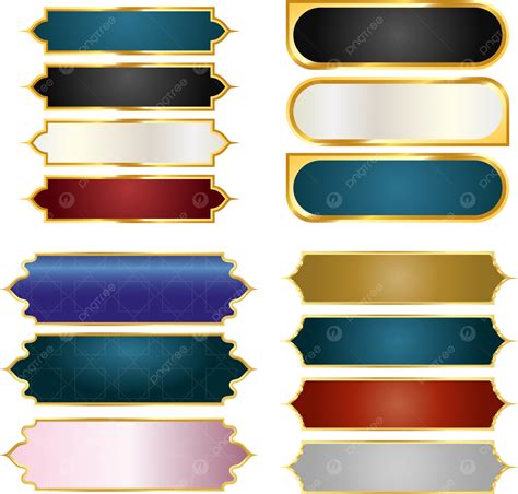 세트 장식 호화 금색 아랍어 이슬람 깃발 제목 틀 투명 배경 벡터 이슬람의 배너 텍스트 상자 Png 일러스트 및 벡터 에