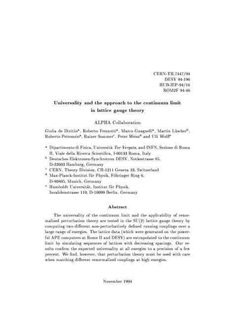 Pdf Universality And The Approach To The Continuum Limit In Lattice Gauge Theory