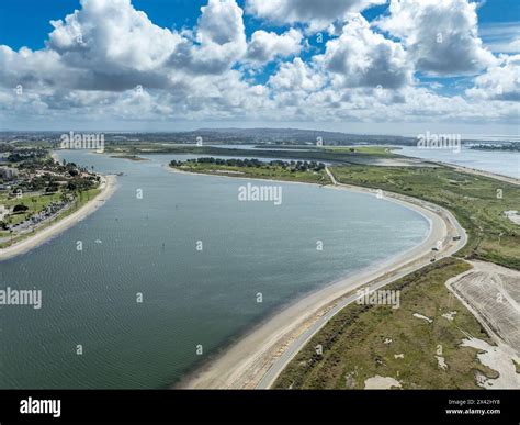 Aerial View Of Fiesta Island Nature Reserve In The Heart Of San Diego