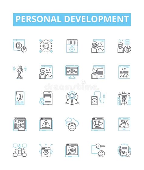 Personal Development Vector Line Icons Set Motivation Growth