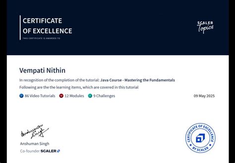 Completed Java Course With Scaler Topics Vempati Nithin Posted On The Topic Linkedin