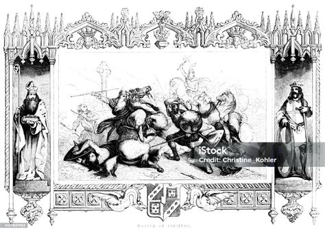투르 전투에서 이슬람교도를 물리친 프랑크족 서기 723년 중세 역사 8세기에 대한 스톡 벡터 아트 및 기타 이미지 8세기 고풍스런 골 서유럽 Istock