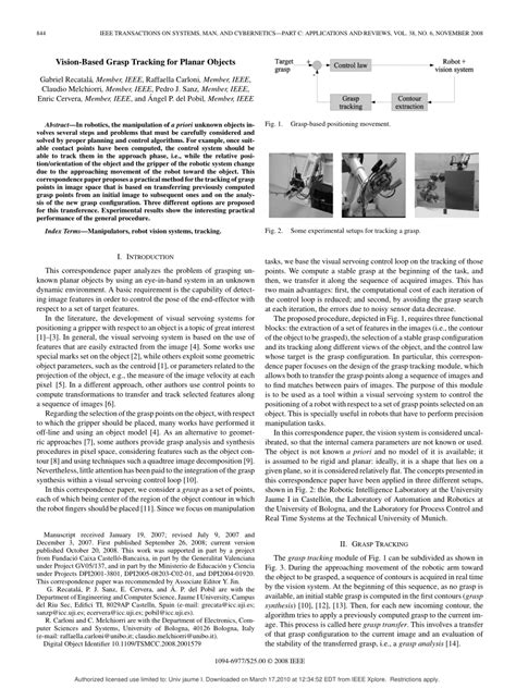 Pdf Vision Based Grasp Tracking For Planar Objects