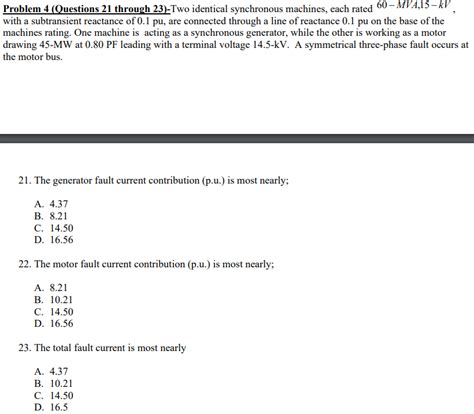 Answered With A Subtransient Reactance Of 0 1… Bartleby