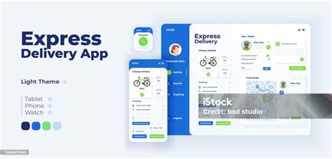 익스프레스 딜리버리 앱 화면 벡터 적응형 디자인 템플릿 고객에 대한 스톡 벡터 아트 및 기타 이미지 고객 그래픽 사용자 인터페이스 낮 Istock