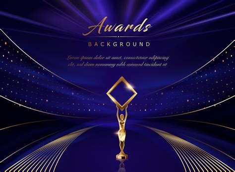 Blue Golden Stage Award Background Trophy On Luxury Background Modern
