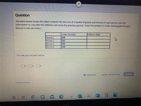 Solved Question The Table Below Shows The Index Numbers For