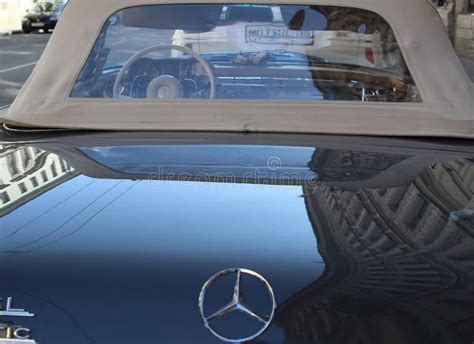 Mercedes Benz Sl Automatic Classic Old Retro German Vintage Vehicle In Blue Color On The