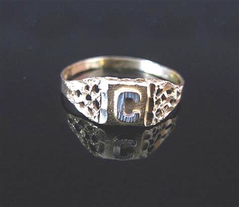 Vintage 14k C Initial Yellow Gold Ring Size 8 Momentum Vintage