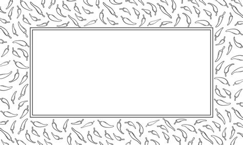 손으로 그린 칠리 페퍼의 직사각형 프레임 프리미엄 벡터