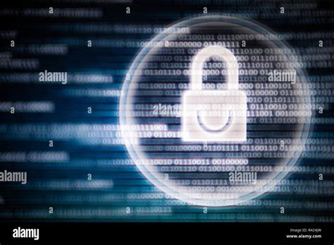 Cyber Security White Light Padlock Icon On Led Computer Screen Monitor Display Blue And Green