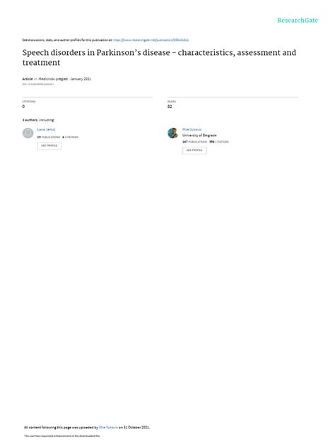 Speech Disorders In Parkinsons Disease Characte Pdf Human Voice