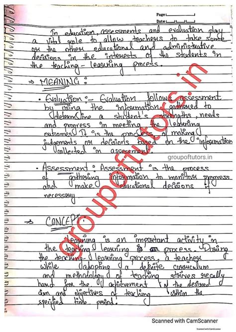 Assessment For Learning Notes For Bed Group Of Tutors