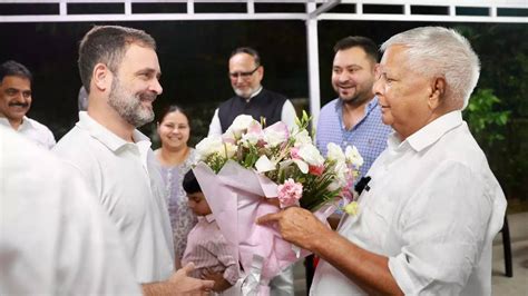 Rahul Gandhi Meets Rjd Chief Lalu Prasad Yadav Discusses Host Of