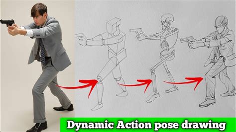Dynamic Action Pose Drawing Tutorial From Sketch To Final Art Youtube