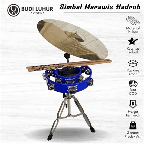 Jual Simbal Markis Marawis Tamborin 1 Set Stand Stainless Cymbal Monel Hadroh Paket Komplit
