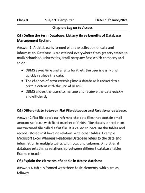 Class 8 Chapter 2 Log On To Access Pdf