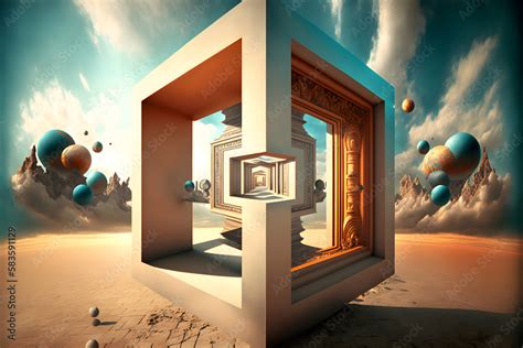 Abstract Cuboid Visualisation Of Multi Dimensional Space On Sand Of