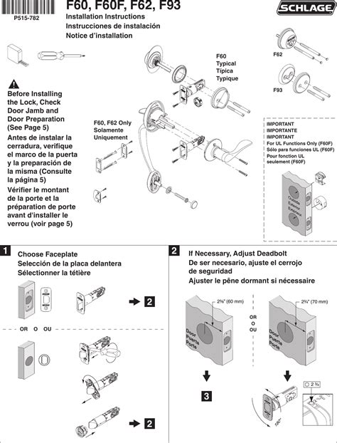 Schlage Residential P515 782 F60f62f93 Handlesets Installation