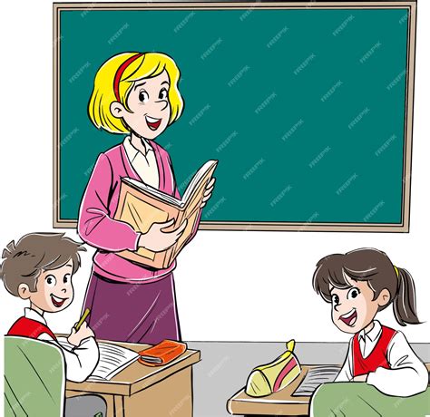 Premium Vector Classroom Student And Teacher Cartoon Vector Illustration