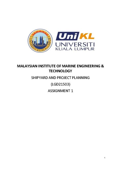 Technical Report Shipyard Malaysian Institute Of Marine Engineering And Technology Shipyard