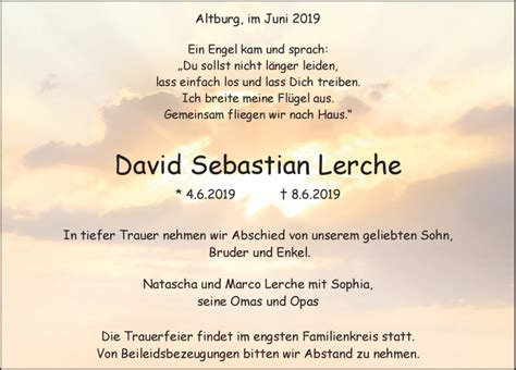 Traueranzeigen Von David Sebastian Lerche Schwarzwälder Bote Trauer