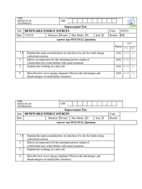 Iat Iii Question Paper With Solution Of 10ee836 Renewable Energy Sources May 2018 Parvathy