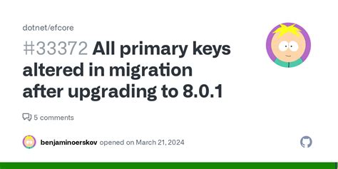 All Primary Keys Altered In Migration After Upgrading To 801 · Issue 33372 · Dotnetefcore