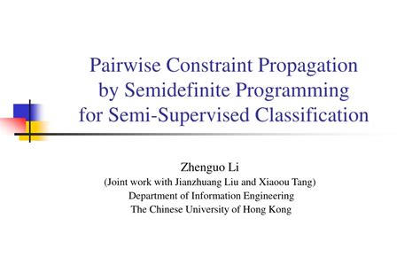 Ppt Pairwise Constraint Propagation For Semi Supervised