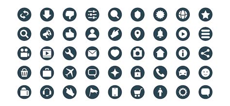 Premium Vector A Set Of Round Vector Web Icons In Black