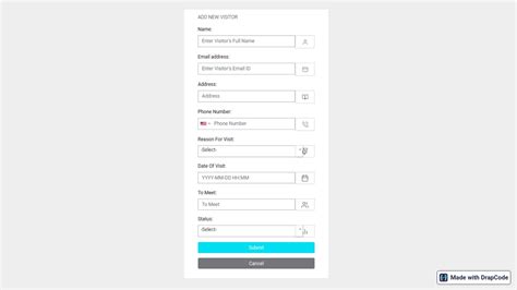 Visitor Management Template Visual Build Drapcode