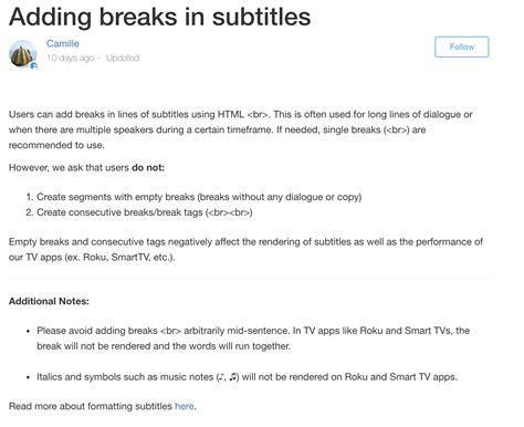 Subtitle Formatting Page Subtitling Viki Discussions