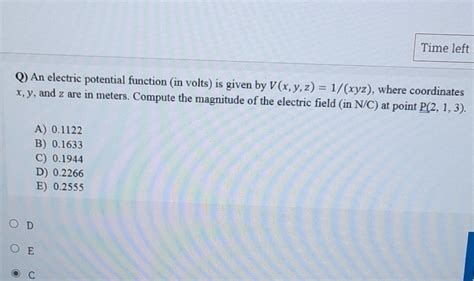 solved q an electric potential function in volts is given