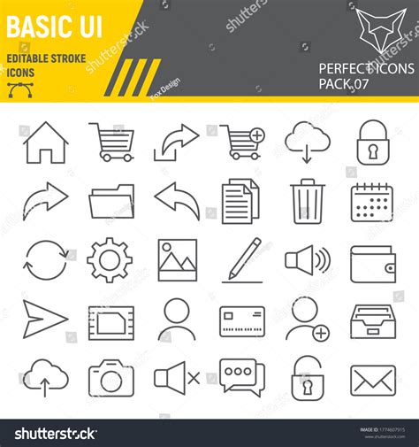 Basic Ui Line Icon Set Web Stock Vector Royalty Free