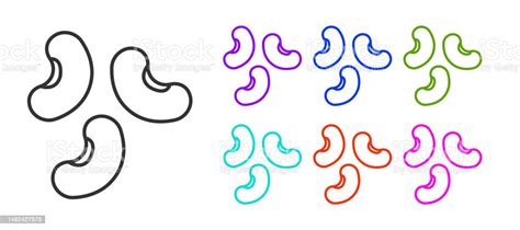 흰색 배경에 격리 된 검은 줄 콩 아이콘 다채로운 아이콘을 설정합니다 벡터 3차원 형태에 대한 스톡 벡터 아트 및 기타 이미지 3차원 형태 건강한 생활방식 건강한