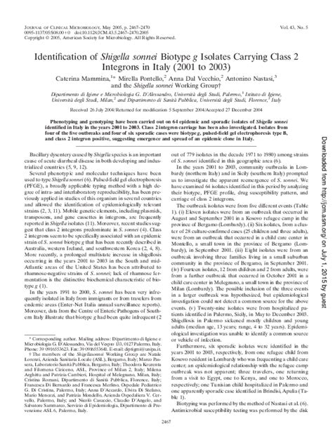 Pdf Identification Of Shigella Sonnei Biotype G Isolates Carrying