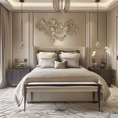 Elegant Contemporary Bedroom In Taupe And Cream [room Concept