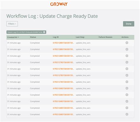 Workflow Logs Ordway Support Portal