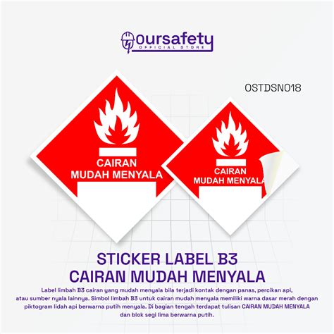 Jual Stiker B3 Cairan Mudah Menyala Label Keamanan Bahan Berbahaya