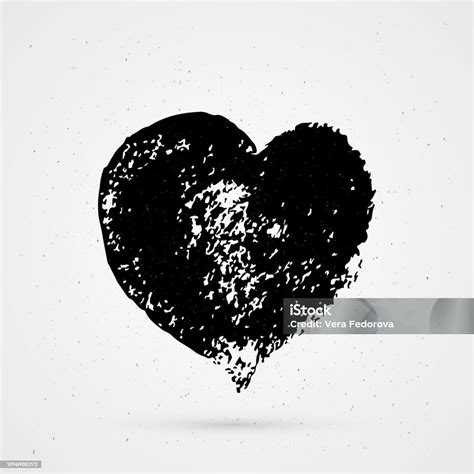 손으로 그린 흰색 배경에 마음 그런 지의 심 혼의 모양입니다 블랙 질감 브러시 스트로크 발렌타인 기호입니다 사랑 기호입니다 디자인의 벡터 요소를 편집 하 게 쉬운 검은색에