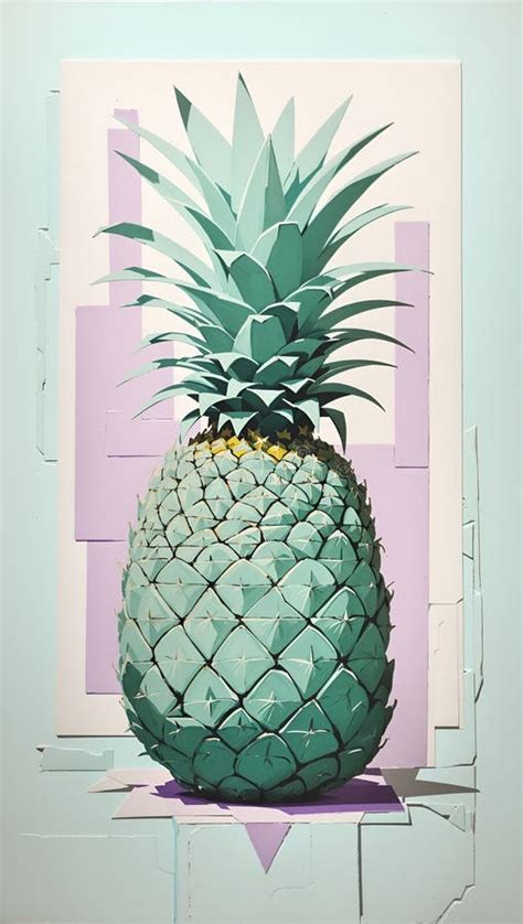 Geometric Pineapple Abstract Art Painting Colorful Illustration