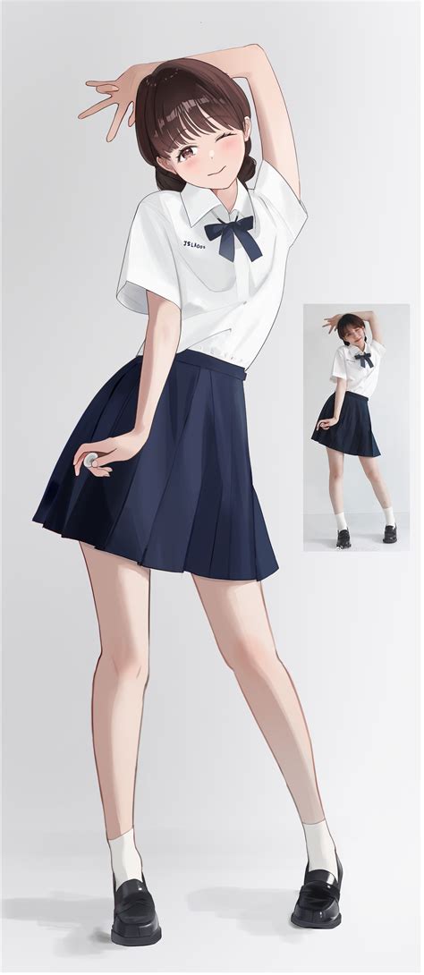Safebooru 1girl Absurdres Arm At Side Arm Up Black Hair Blue Bow Blue