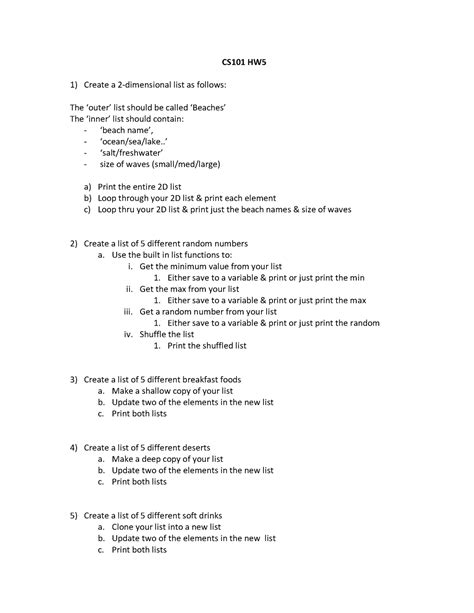 Hw5 Practice Material For Kramer Cs101 Hw Create A 2 Dimensional